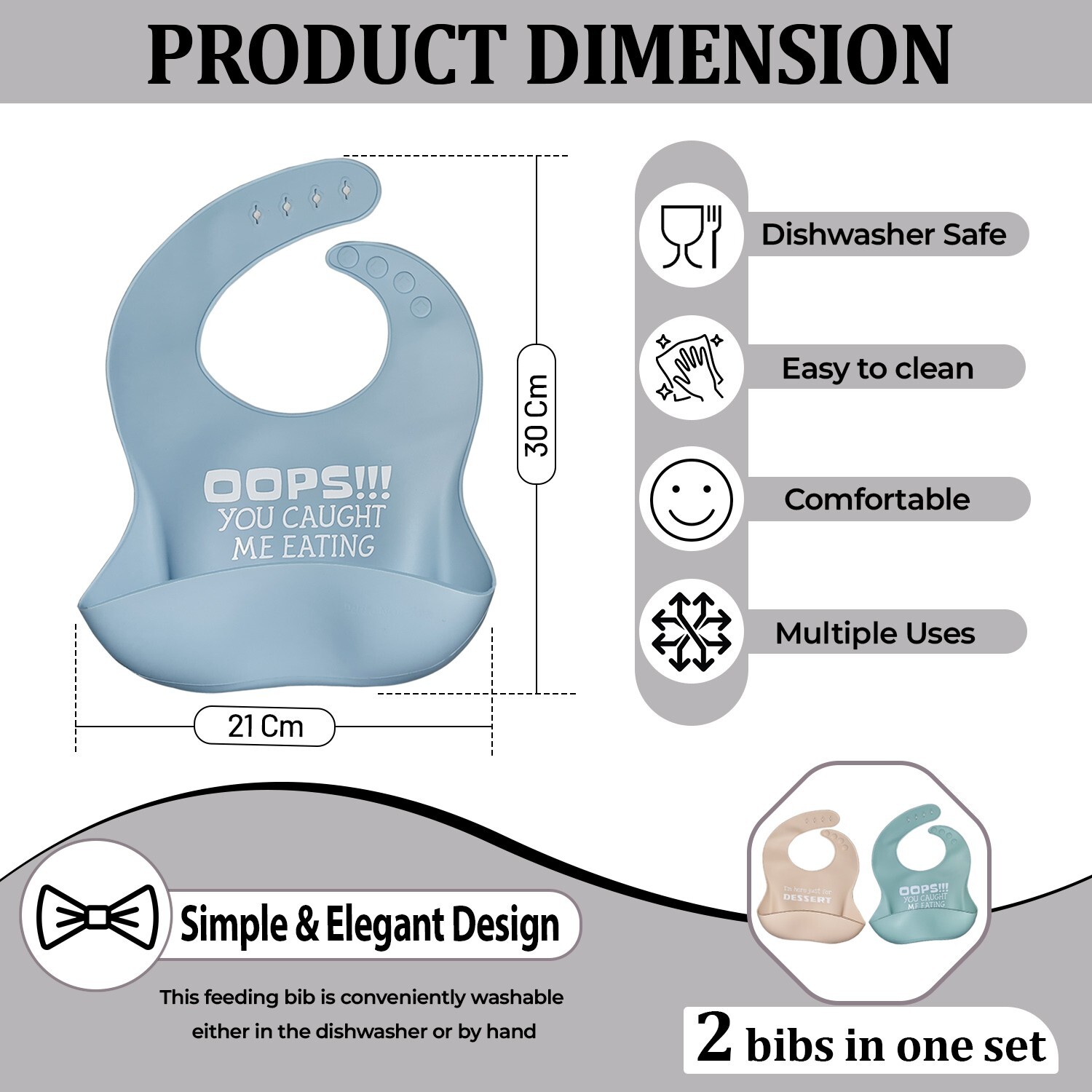 Silicone Baby Bibs With Funny Phrases (Set Of 2) Blue/Gray | eBay