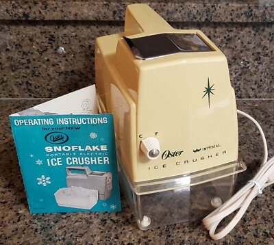 Vintage 1970s OSTER IMPERIAL SNOWFLAKE ICE CRUSHER 552 Yellow Gold EUC ...