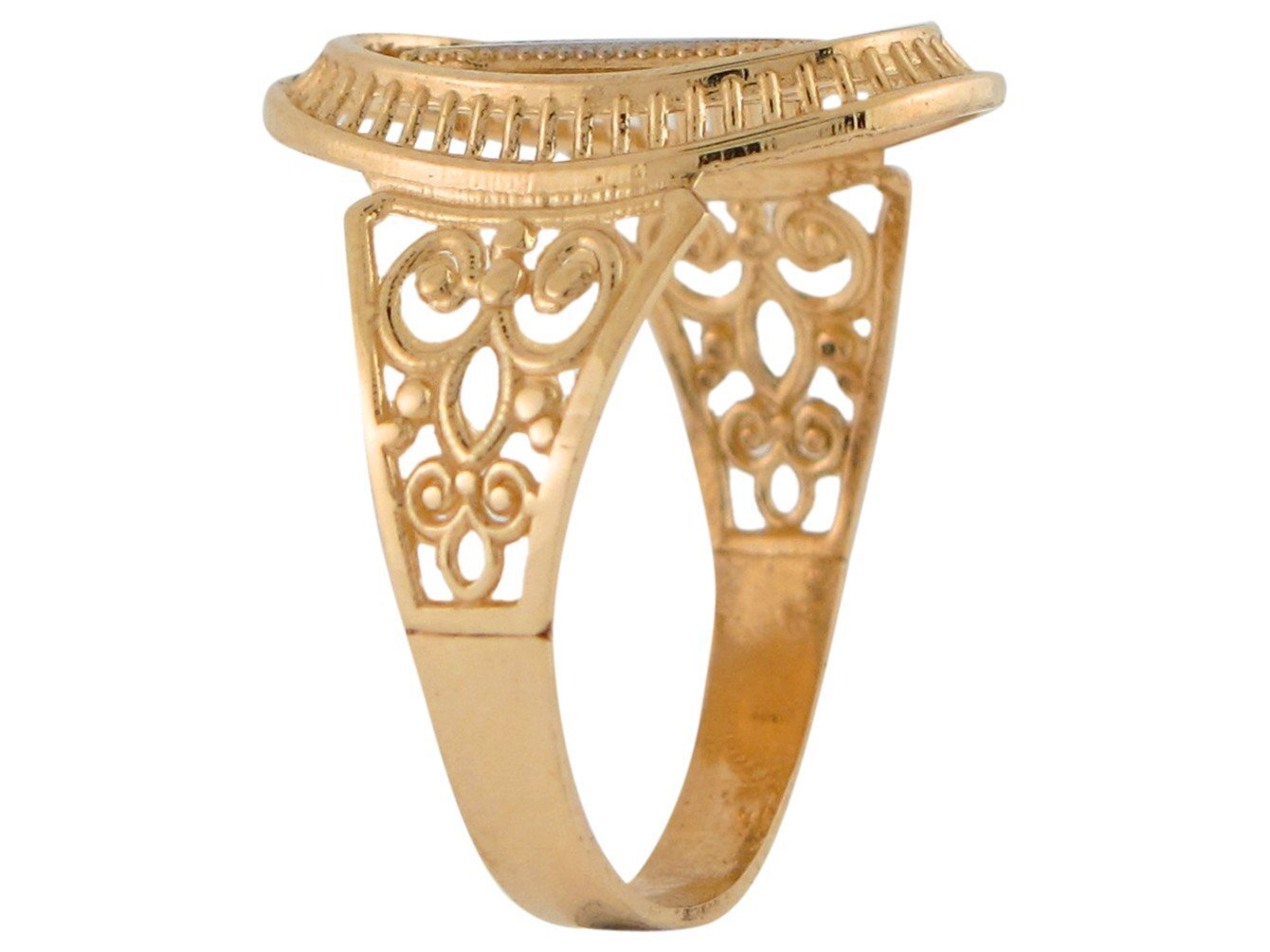 10k or 14k Two Tone Gold Letter J Filigree Band Radiant Ladies Oval ...