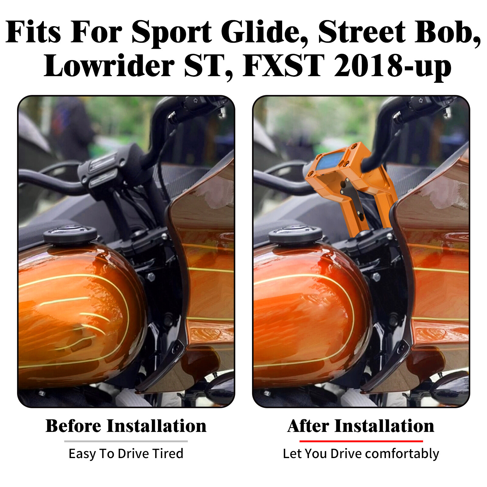 Gold Riser Clamp Kit Handlebar For Harley Softail Street Bob Low Rider ...