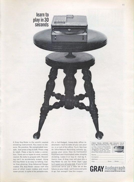 1962 Gray Audograph Portable Dictation System PRINT AD | eBay
