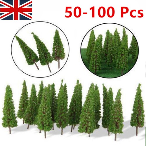 Set of 100 Conifer Trees - 55mm- Suitable for N/OO Gauge Model Railways ...