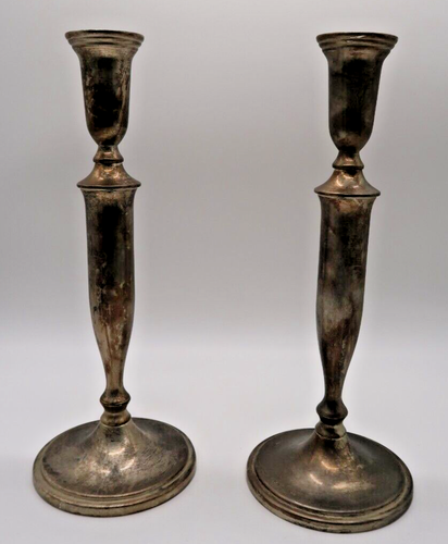 Pair Of Taper Candlesticks -Silverplate Vintage Godinger Oxidized Used ...