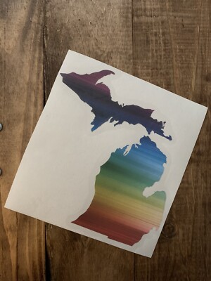 Rainbow Michigan Handmade Vinyl Decal - Large- 6" - Perfect for your ...