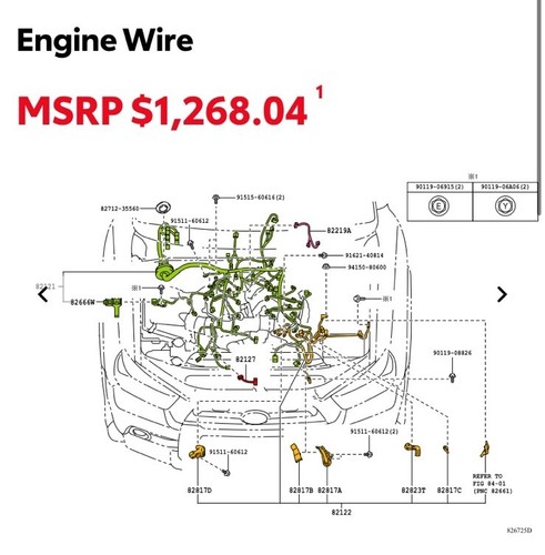 2016 2017 2018 2019 2020 Toyota 4Runner 4.0 Engine Wiring Harness 82121 ...