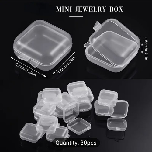 30 Pack Plastic Mini Clear Jewelry Box Organizer with Lid, Square ...