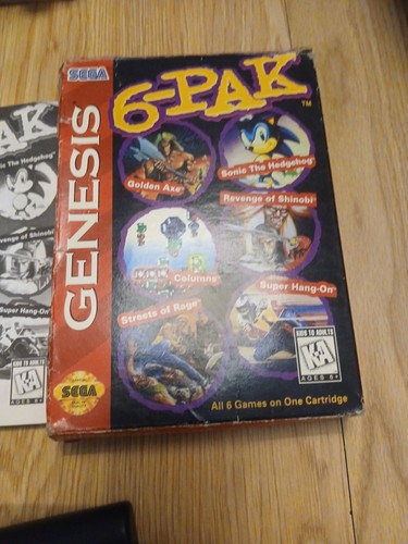 SEGA GENESIS GAME 6-PAK W CASE & MANUAL SONIC STREETS OF RAGE REVENGE ...