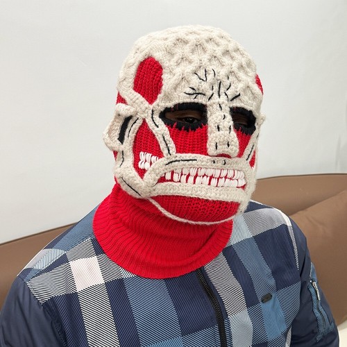 Skull Mask Colossal Titan Knit Cap Anime Attack On Cosplay Headwear DIY ...