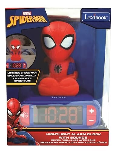 Lexibook Marvel Spider Man Digital Alarm Clock with Night Light Snooze ...