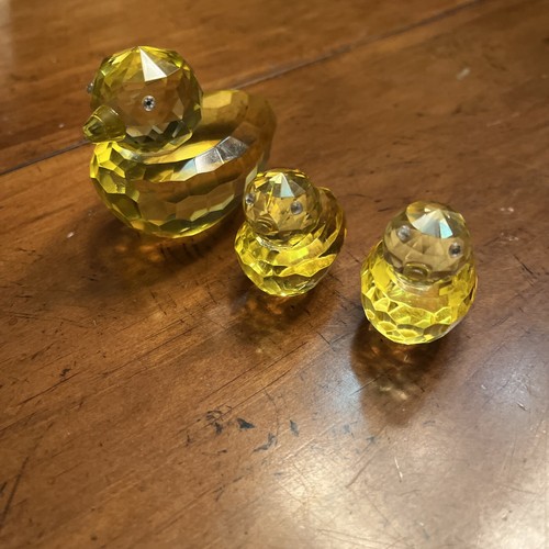 Crystal Cut Glass Ducks Three Nice Amber Color | eBay
