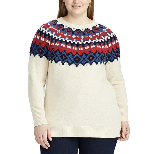 Womens Plus Size 3X Chaps Andrea Fair isle Sweater Knit Top Boatneck ...