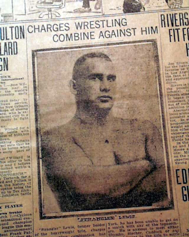EARLY PROFESSIONAL WRESTLING American Ed "Strangler" Lewis Photo 1918 ...