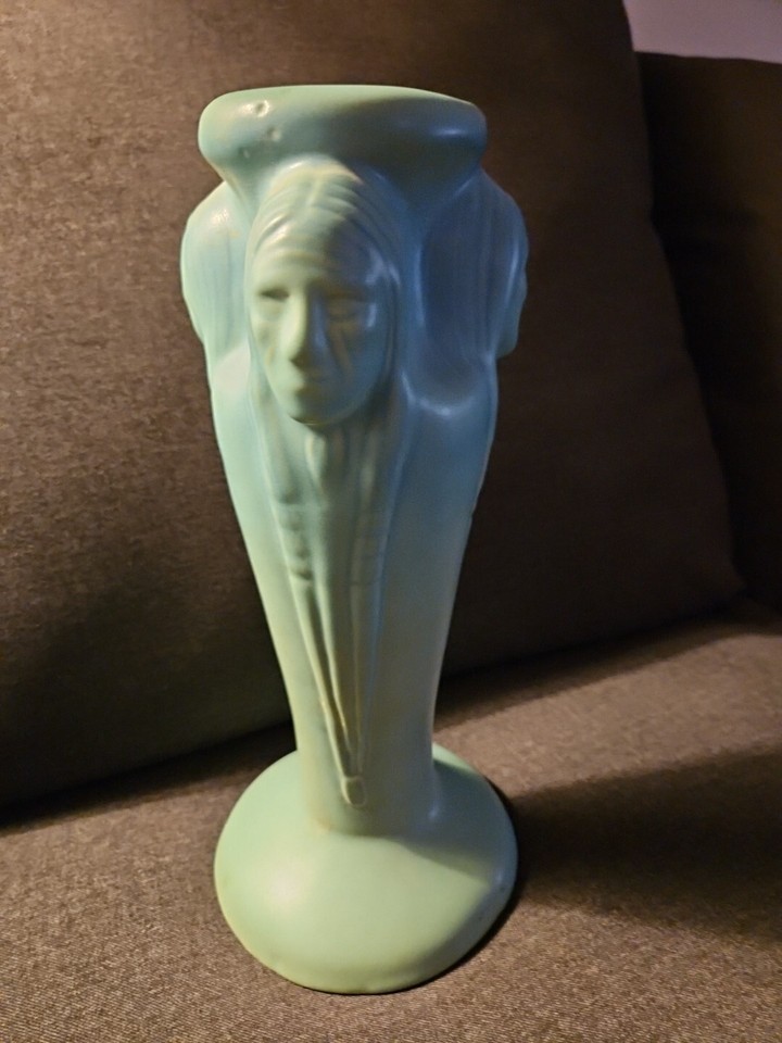 Van Briggle Pottery/Vase, 3 Different Indian Faces/ Rare, Beautiful ...
