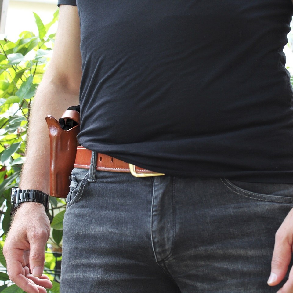 Leather OWB Paddle Holster Custom Fit, Colt Python 357 Magnum 3" Barrel ...