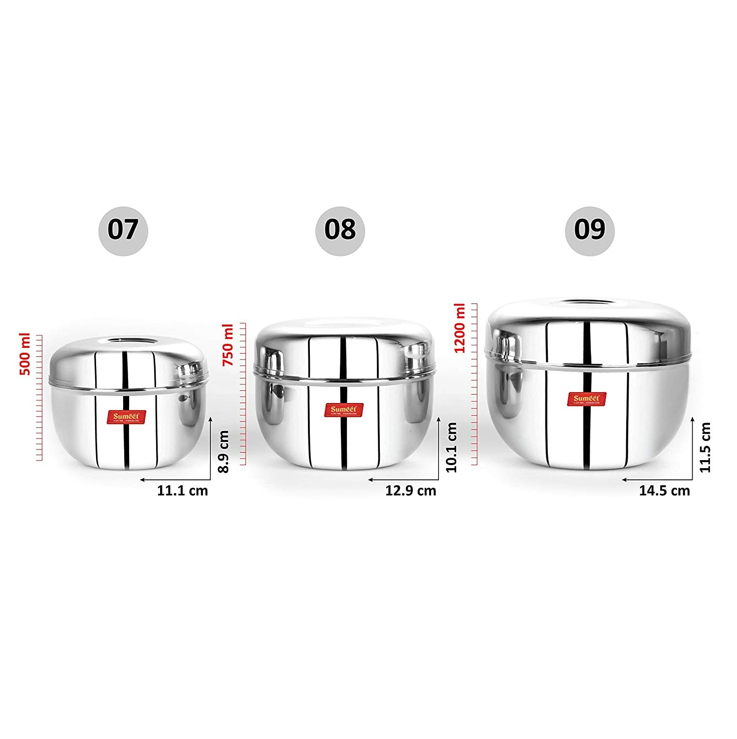 Stainless Steel Heavy Gauge Mirror Finish Storage Containers, Set of ...