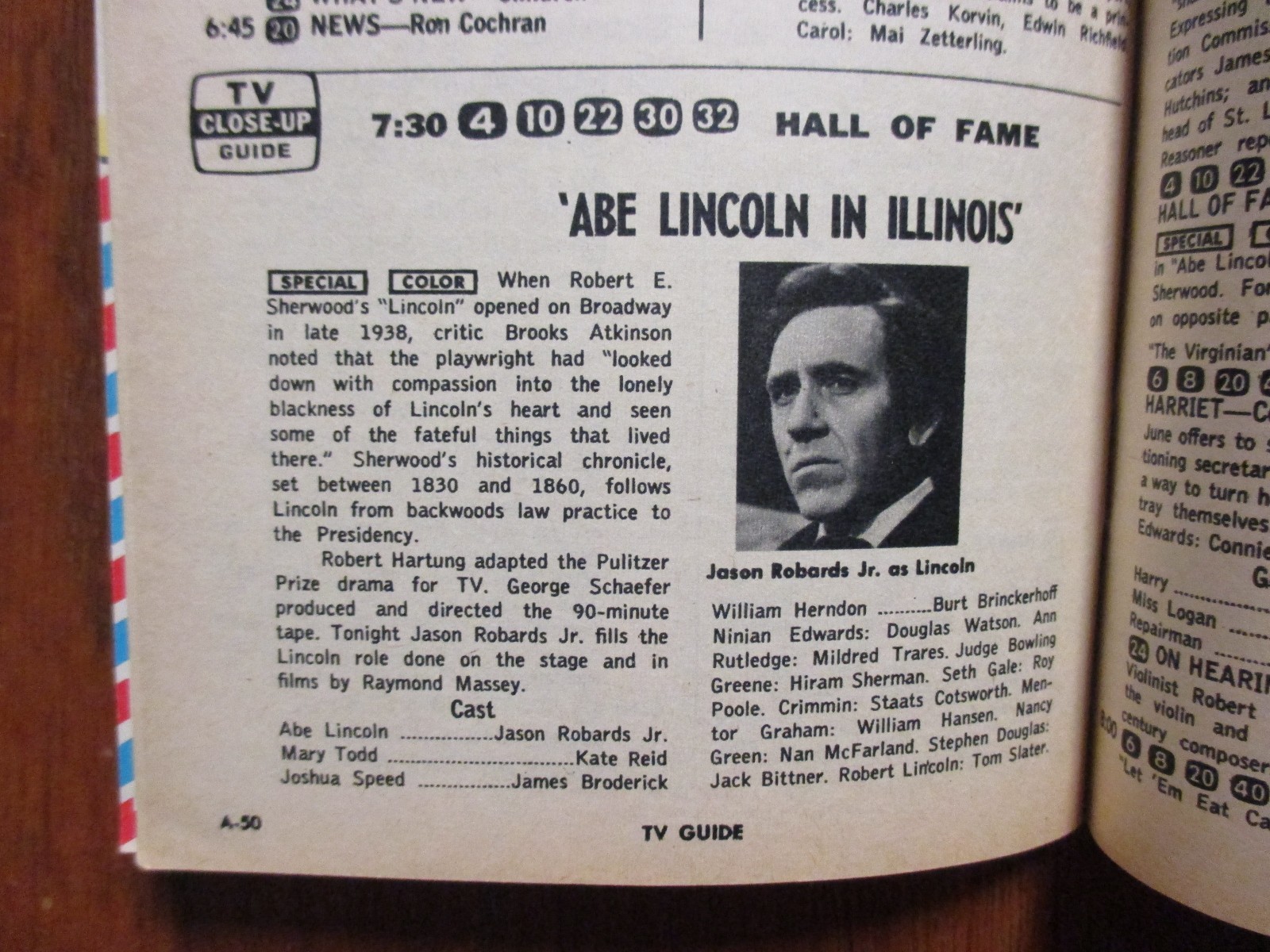 1964 TV Guide(MY FAVORITE MARTIAN/BILL BIXBY/ROBYN GRACE/JASON ROBARDS ...