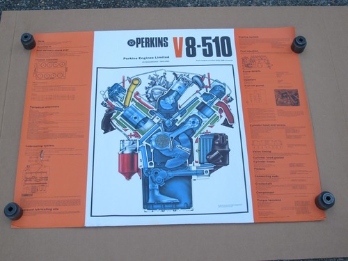 Vintage 1971 Poster - Perkins V8.510 Diesel Engine - 38-7/8"x 28-7/8 ...