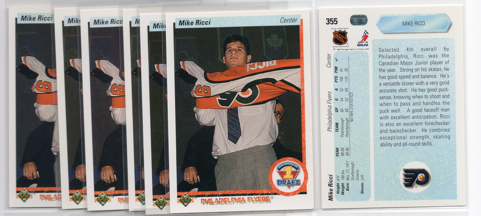 3X MIKE RICCI 1990 91 Upper Deck #355 RC Rookie Lot 3for .99 ...