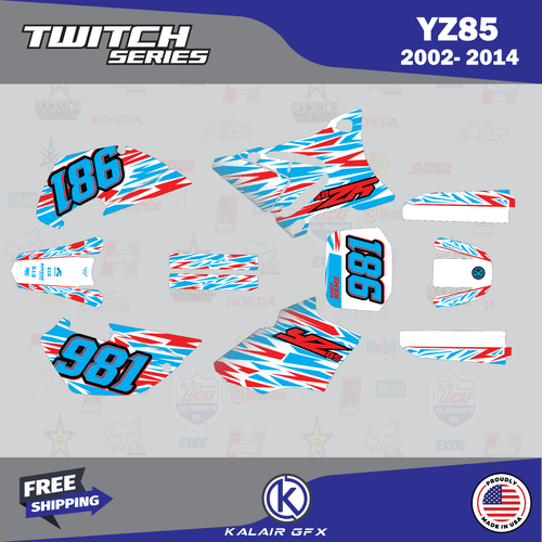 Graphics Kit for Yamaha YZ85 (2002-2014) YZ 85 Twitch Series - White ...