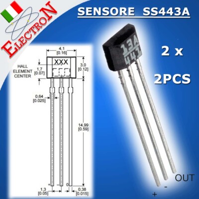 2x SS443A Sensore Effetto Hall 43A Uscita logica open collector NPN ...