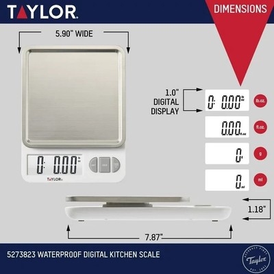 New Taylor 11 lb Digital Kitchen Scale and Food Scale with Removable ...