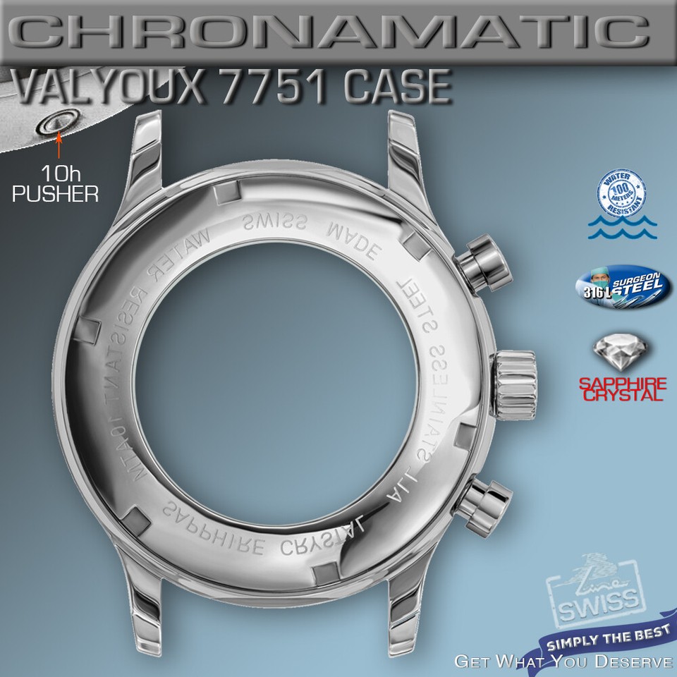 WATCH CASE CHRONOMATIC FOR MOVEMENT ETA VALJOUX 7751, ST-STEEL, 44 MM ...