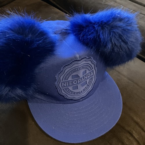 NICOPANDA Blue Panda University Faux Fur Ear Fitted Cap Size M Brand ...