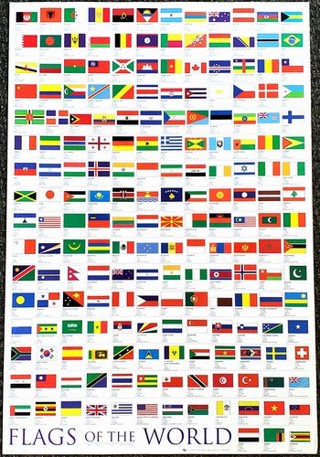 FLAGS OF THE WORLD 24x36 Wall POSTER (195 Countries) | eBay