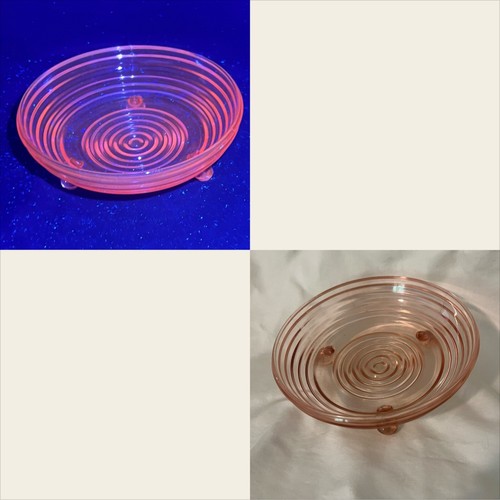 Pink Depression Selenium Glass Anchor Hocking Manhattan Bowl Glows Like ...