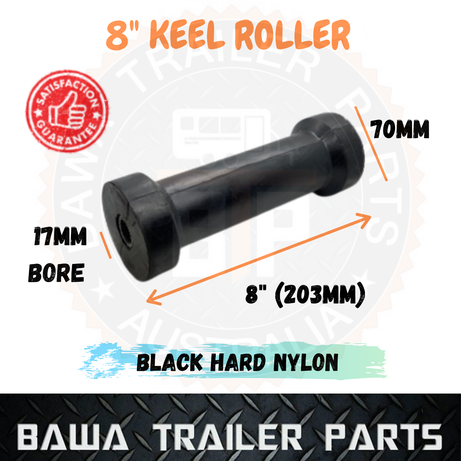 8’’ Keel Roller Nylon Black 17mm Spindle Bore Boat Rollers Trailer ...