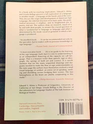 The Signs of Language by Ursula Bellugi and Edward Klima (1988, Trade ...
