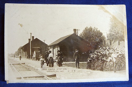 LS&MS RR ca 1914 RPPC photo Lake Shore Station Depot Waterloo Indiana ...