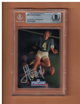 JASON HANSON AUTOGRAPHED 1992 PRO LINE ROOKIE FOOTBALL CARD SIGNED ...