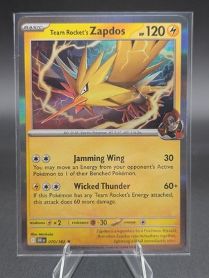 Pokemon English Team Rocket's Zapdos 070/182 Sv10 Destined Rivals Holo ...