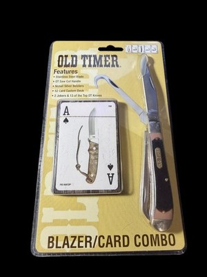 OLD TIMER Blazer/Card Combo Fixed Blade Knife Gut Hook Stainless Steel ...
