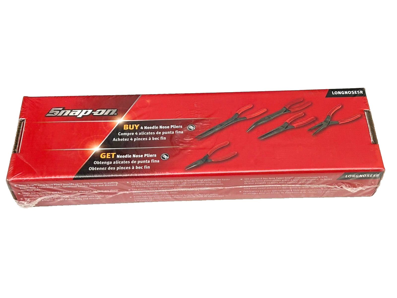 Snap On Tools NEW LONGNOSE5R 5pc RED Needle Nose Pliers Set 411CF 95ACF 911ACF | eBay