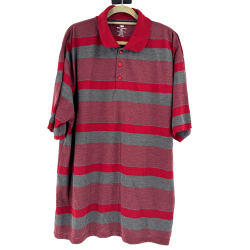 Red Rhino Polo Shirt Men's Size 4XL Red Gray Striped Preppy Casual ...