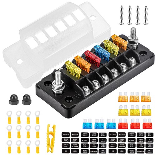 6 Way Auto Car Marine Blade Fuse Box Block Holder Label Sticker ...