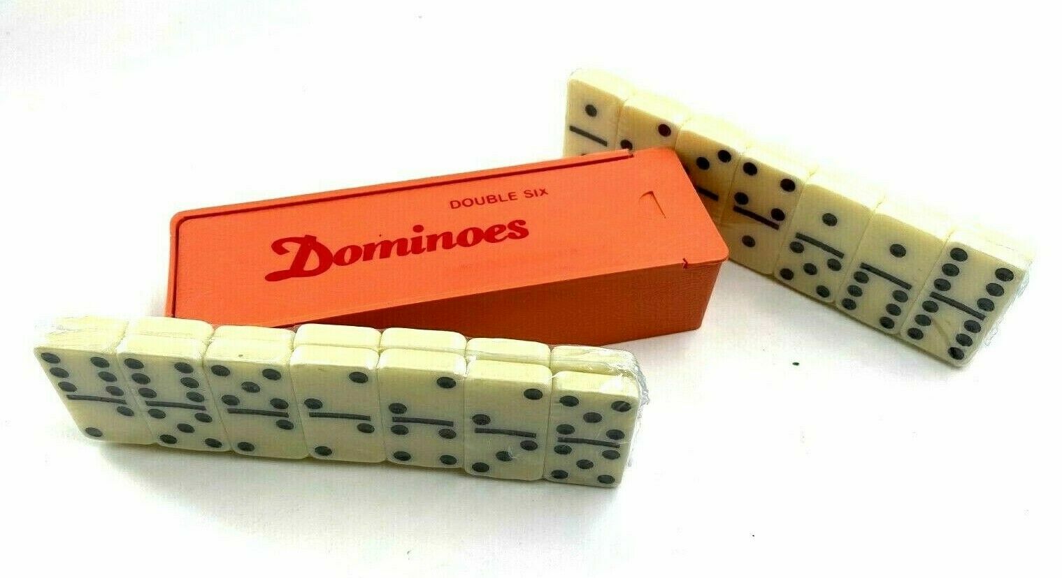 Standard DOMINOES Set of 28 Double Six Domino Tiles With Plastic Case ...