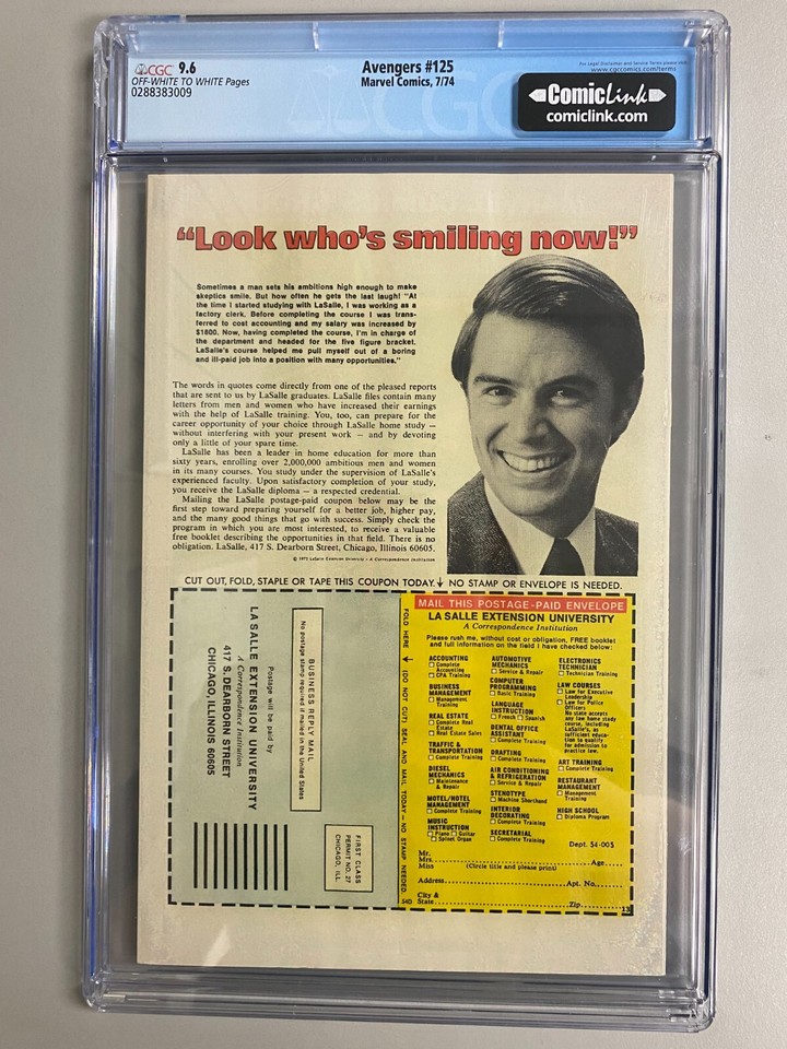 Avengers #125 CGC 9.6 OW/White (Marvel Comics 1974) Thanos cover ...