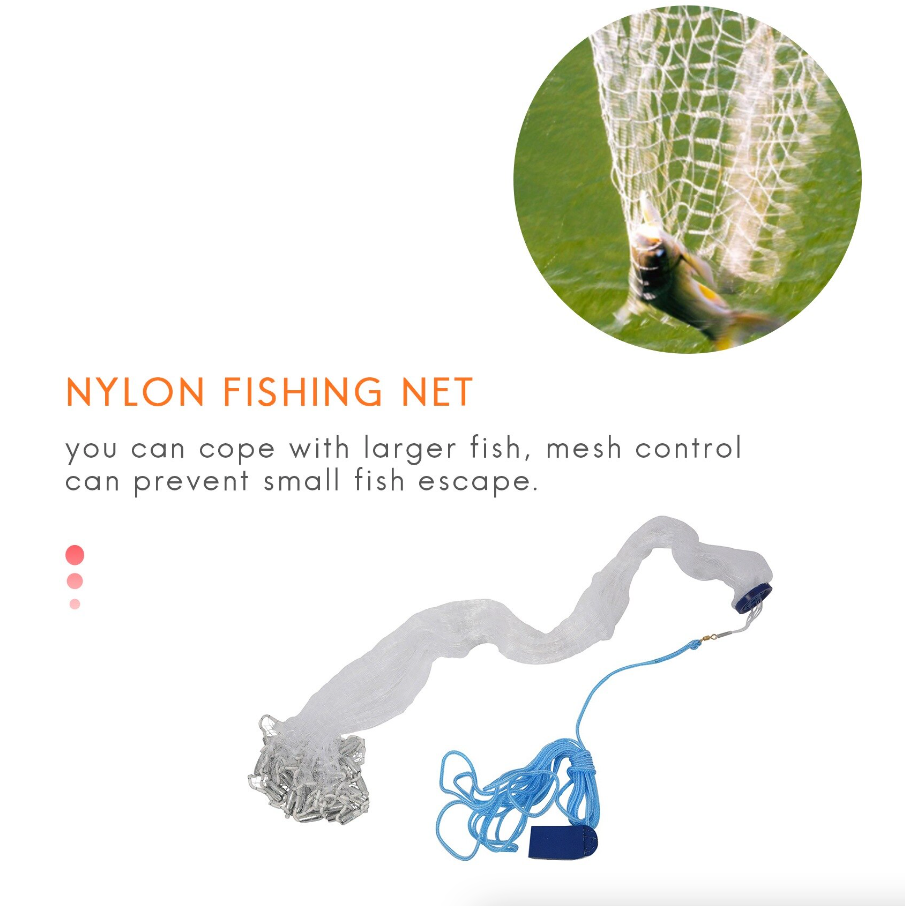 6/8/10/12/16FT Fishing Cast Net Bait Easy Throw Hand Cast Strong Nylon ...