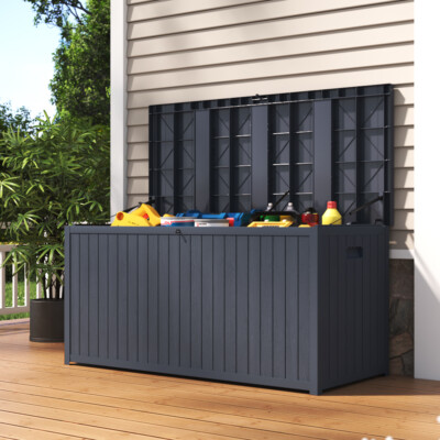 Large Plastic Garden Storage Box Outdoor Waterproof Deck Container ...