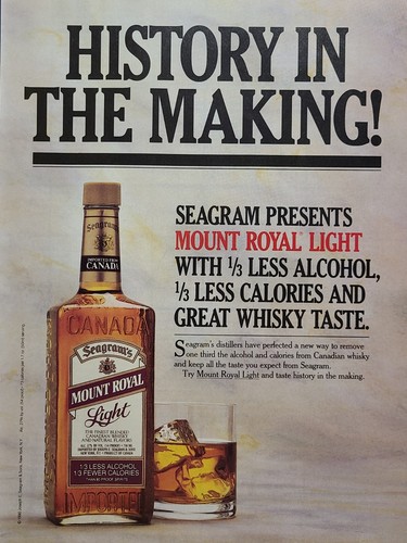 Vintage Print Ad 1990 Seagram's Mount Royal Light Blended Whisky **See ...
