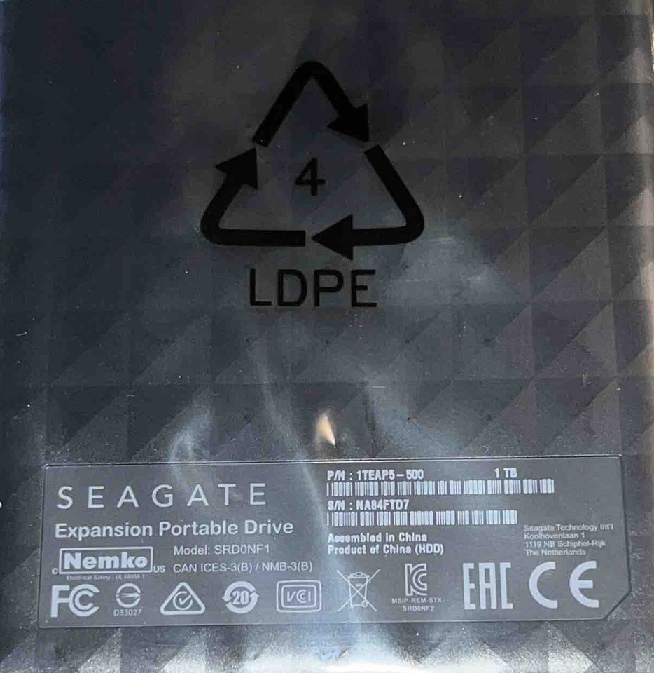 SEAGATE EXPANSION 1TB PORTABLE EXTERNAL HARD DRIVE USB 3.0 ~ SRD0NF1 ...