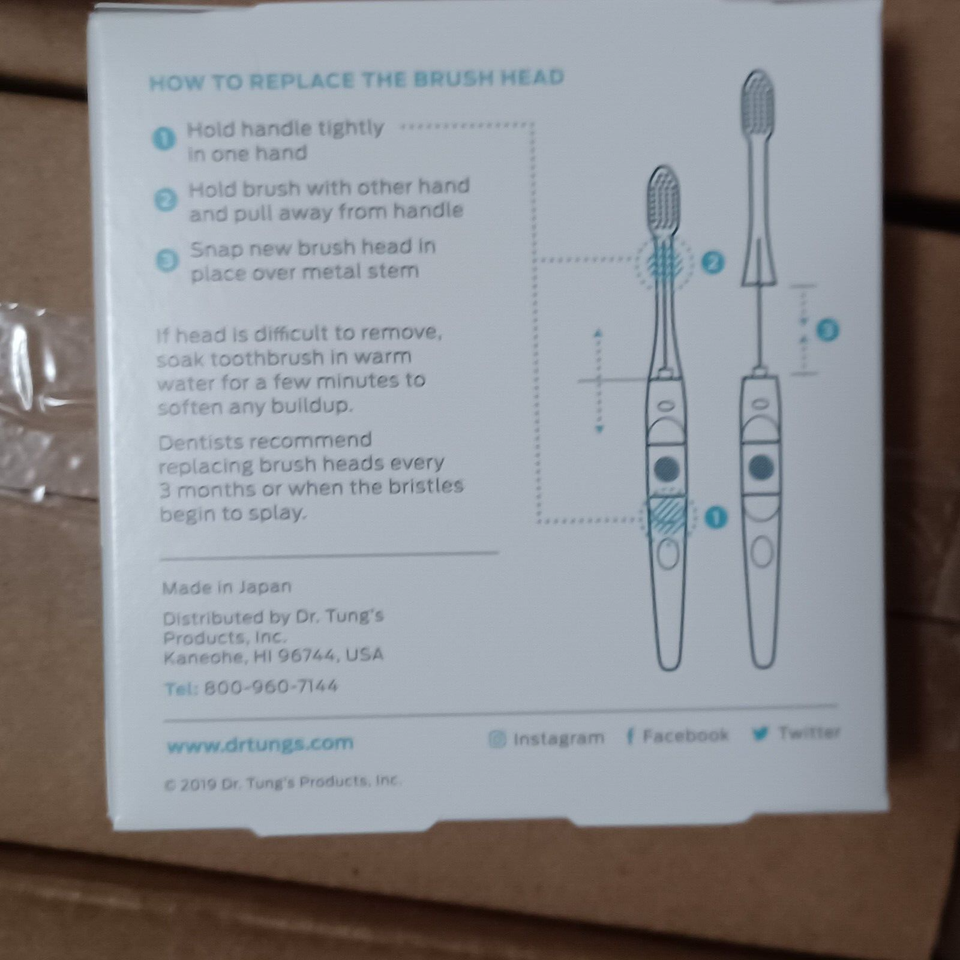 2 Dr Tung's IONIC Toothbrush Head Replacement Soft Bristles + Perio ...