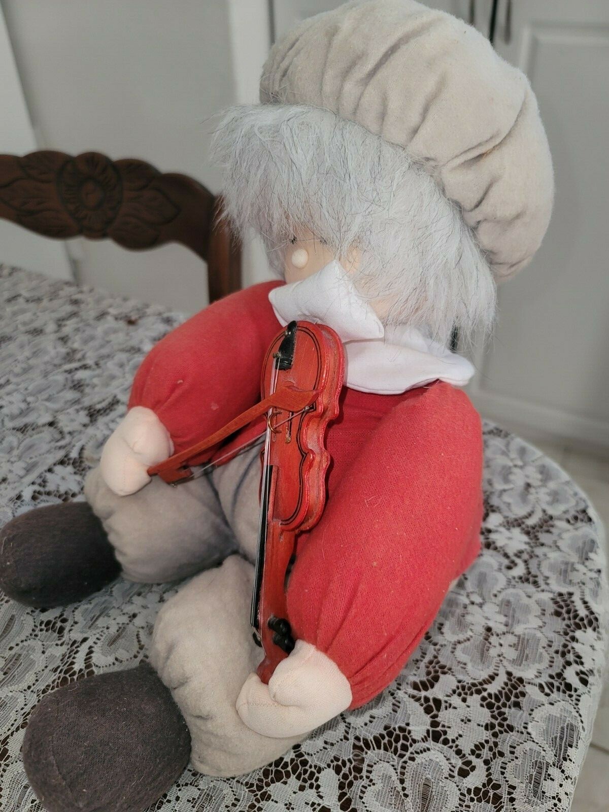 Vintage Wind Up Doll Violin Player Musical Motion Plush | eBay