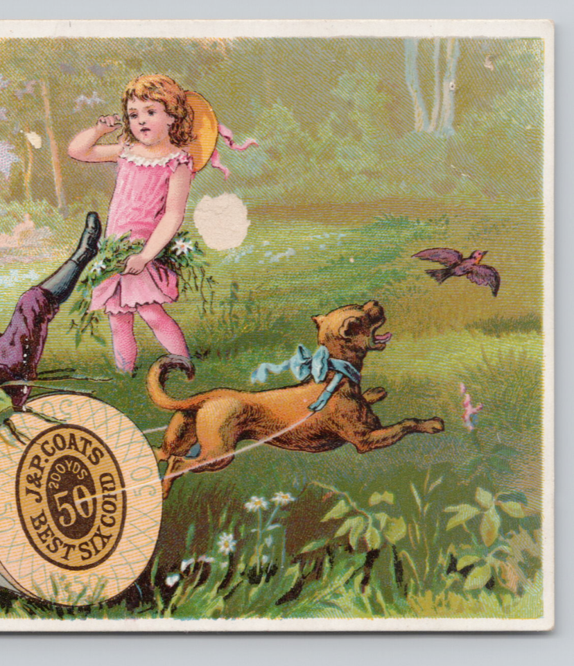 J & P Coats Spool Cotton Pit Bull Dog Pulls Spool Wagon Victorian Ad ...