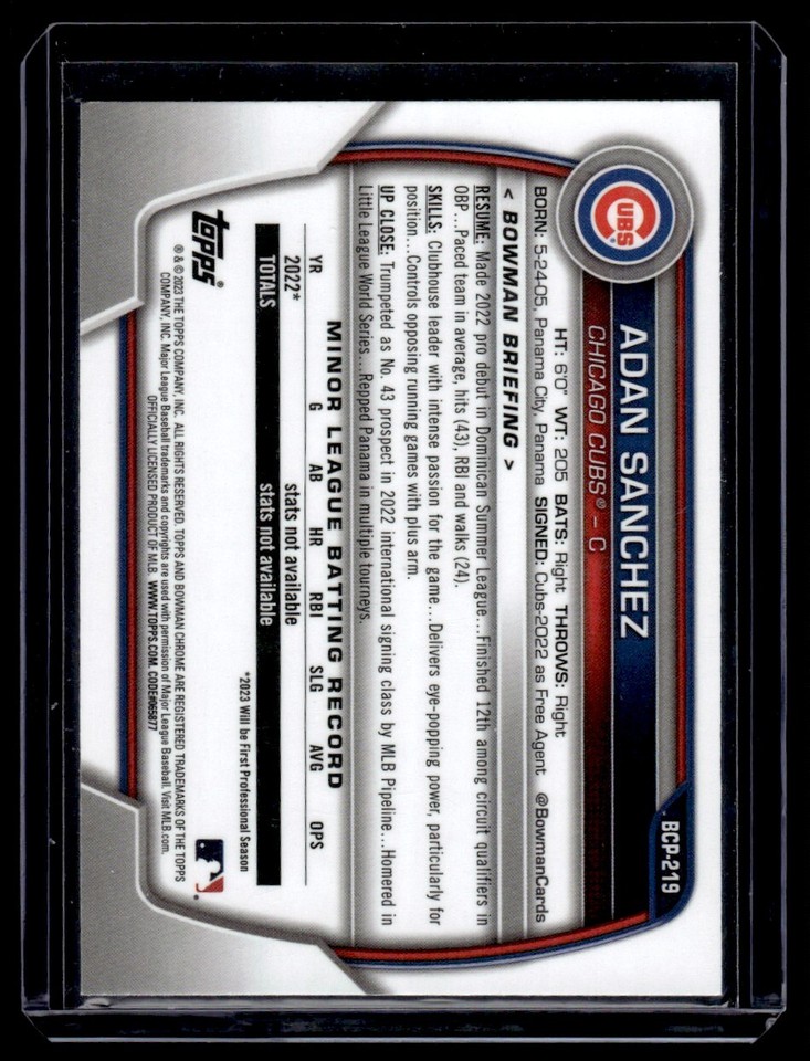 2023 Bowman Chrome Prospects Adan Sanchez Chicago Cubs #BCP-219 | eBay
