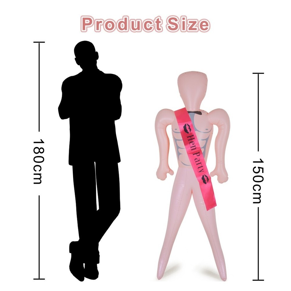 59" Inflatable Blow up Doll Boyfriend Bridegroom DIY Face Dolls do Stag ...