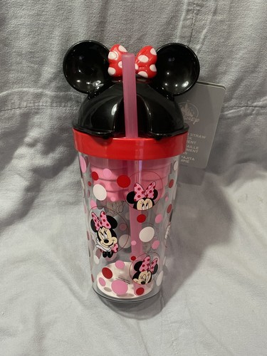 NEW Walt Disney Parks Minnie Mouse Ears Snack Tumbler Sipper Cup w ...